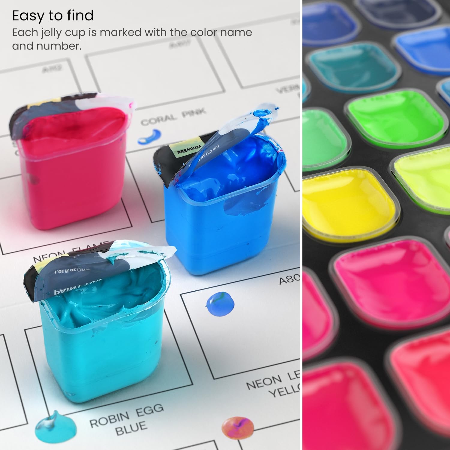 ARTEZA Gouache Paint, Set of 24, Jelly Gouache Paints, 30 ml/1 oz Tubs, Gouache Set for Canvas, Paper, and Wood