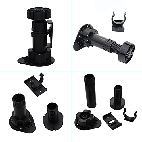 BOSIDETOOL Black Furniture or Cabinet Leveler Legs - Support 330 Lb. per Leg - Adjusts from 3 7/8" to 5 3/8" - 12 Pack