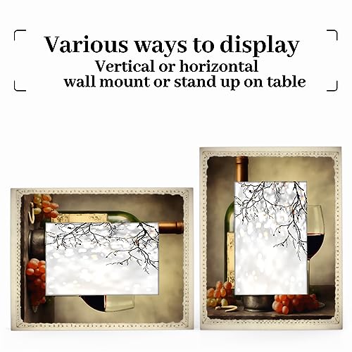 Bardic 5x7 Picture Frames, Red Wine Glass Wooden Photo Frame Fits 4x6 with Mat or 5x7 Without Mat Photo Frames for Wall Mounting or Tabletop Display for Home Gallery Decor