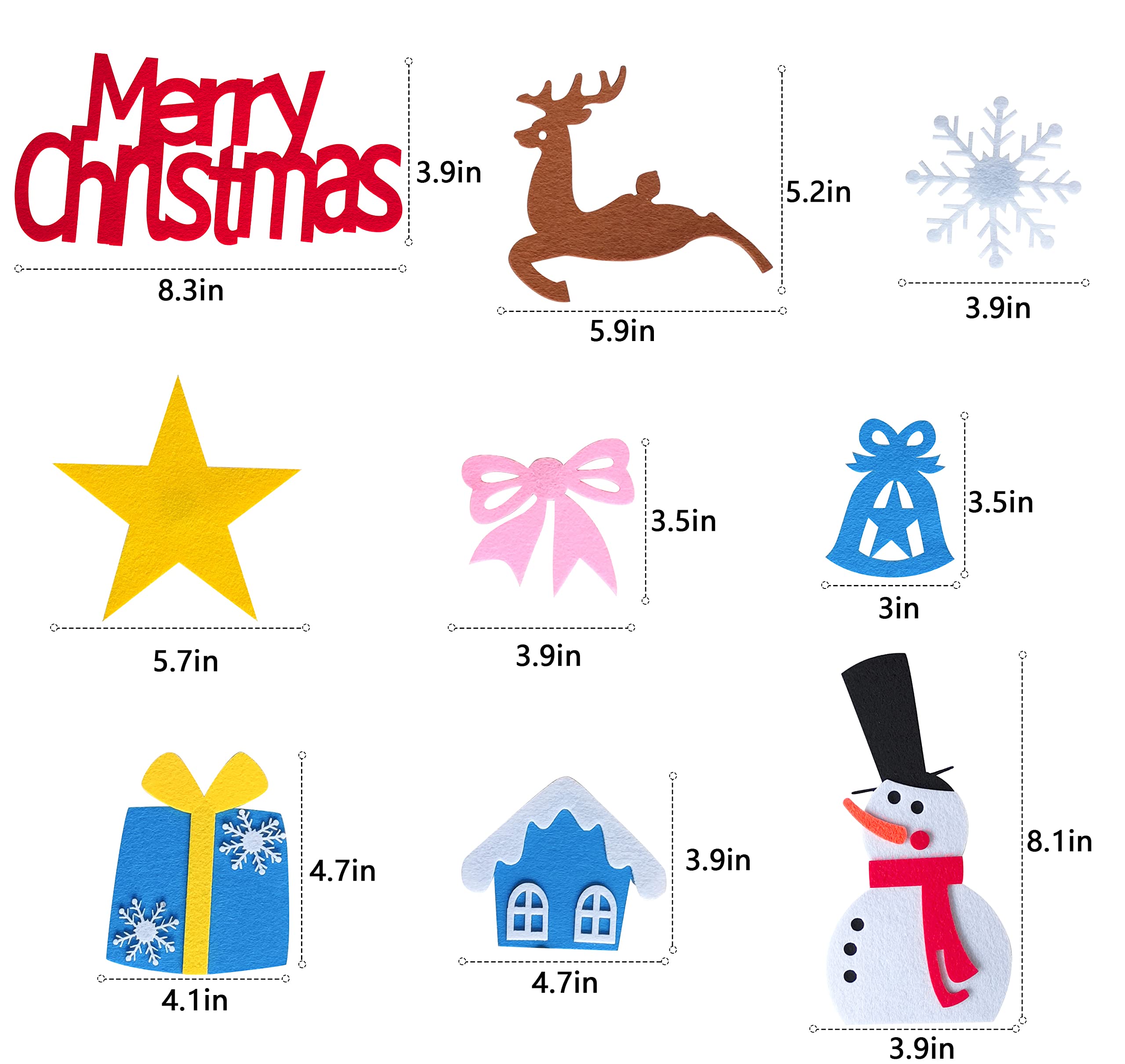 Nackiy 3.3ft DIY Lighted Felt Christmas Tree 36 Pcs Xmas Tree for Toddler Christmas Gift for kid Clearance Christmas Crafts for Kids Gift with String Light (Batteries Not Included)