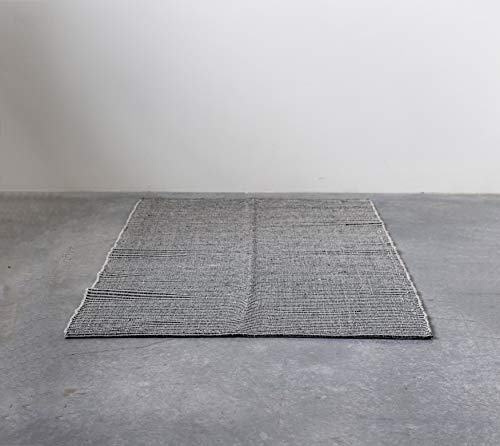 Creative Co-Op 3' x 5' Black & White Cotton Striped Dhurrie Rug