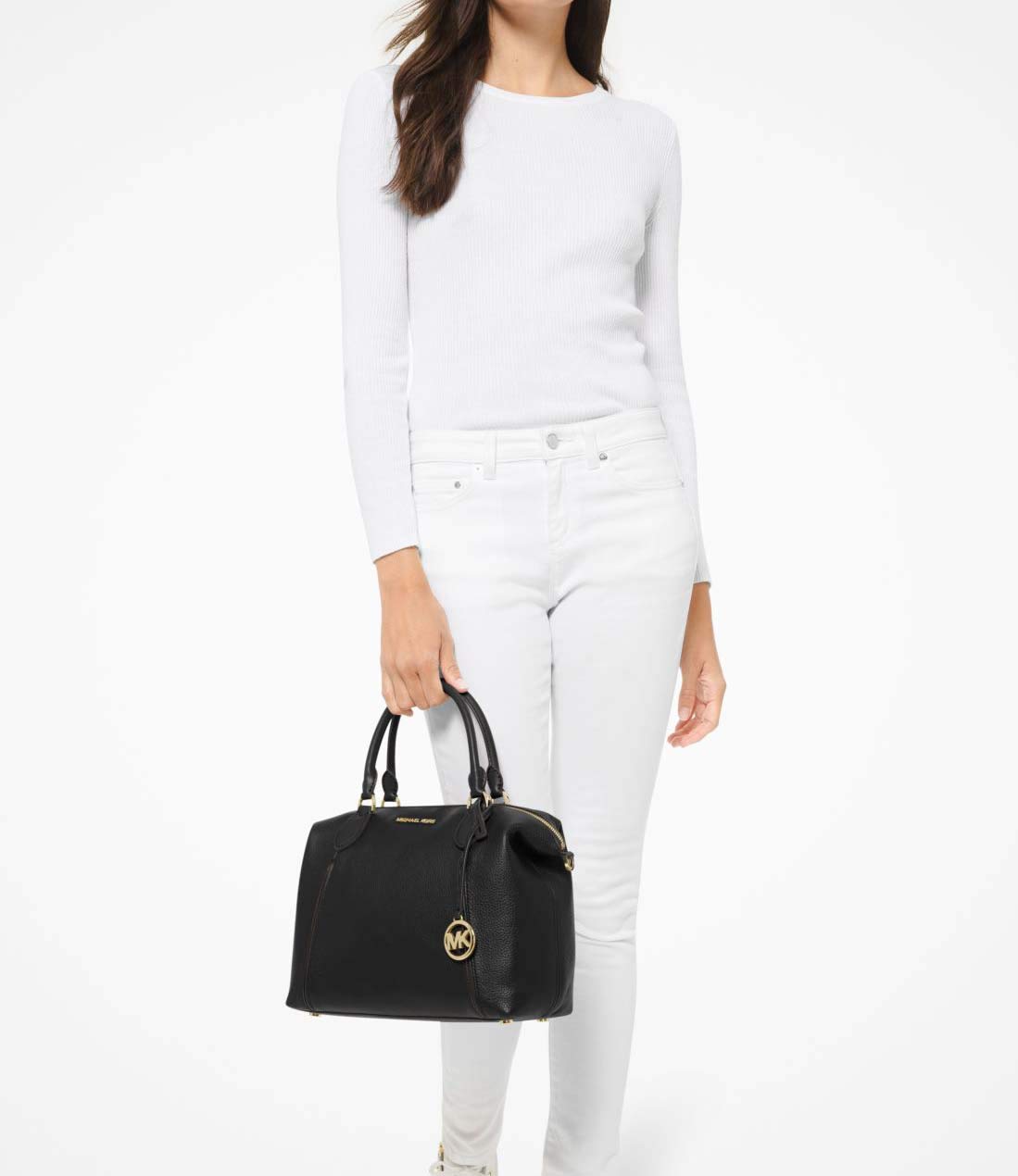 Michael Michael Kors Lenox Large Pebbled Leather Shoulder Bag - Black