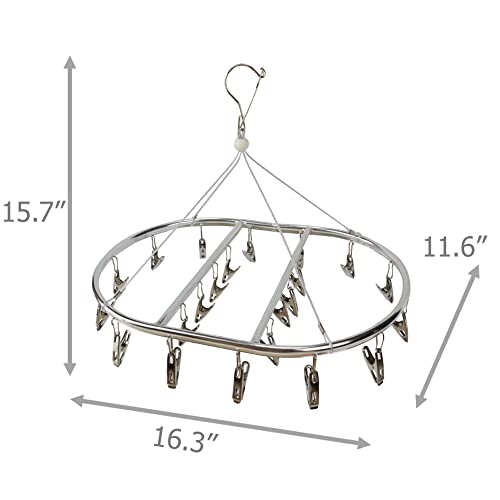 EIKS Sock Drying Rack with 22 Clips and Swivel Hook Stainless Steel Wind-Proof for Drying Sock, Underwear, Laundry