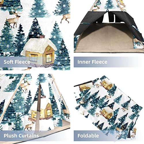 enheng Small Pet Hideout Christmas Tree & Raindeer Hamster House Guinea Pig Playhouse for Dwarf Rabbits Hedgehogs Chinchillas