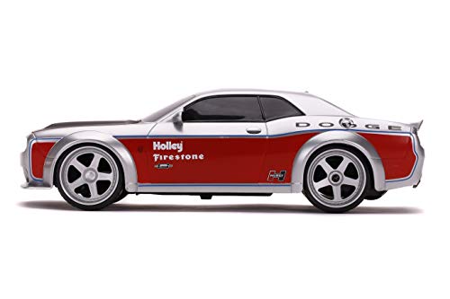 Jada Toys Bigtime Muscle 1:16 2019 Dodge Challenger SRT Hellcat RC Remote Control Car 2.4 GHz Silver, Toys for Kids and Adults