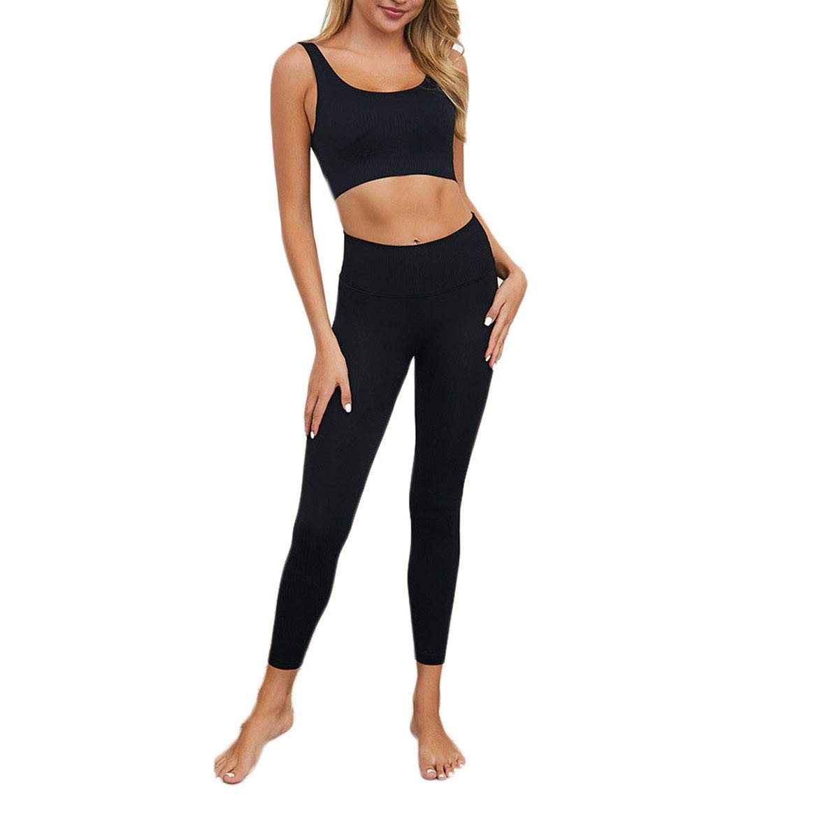Beaufident Women's Legging Workout Set Active 2 Pieces Yoga Leggings with Paded Sports Bra
