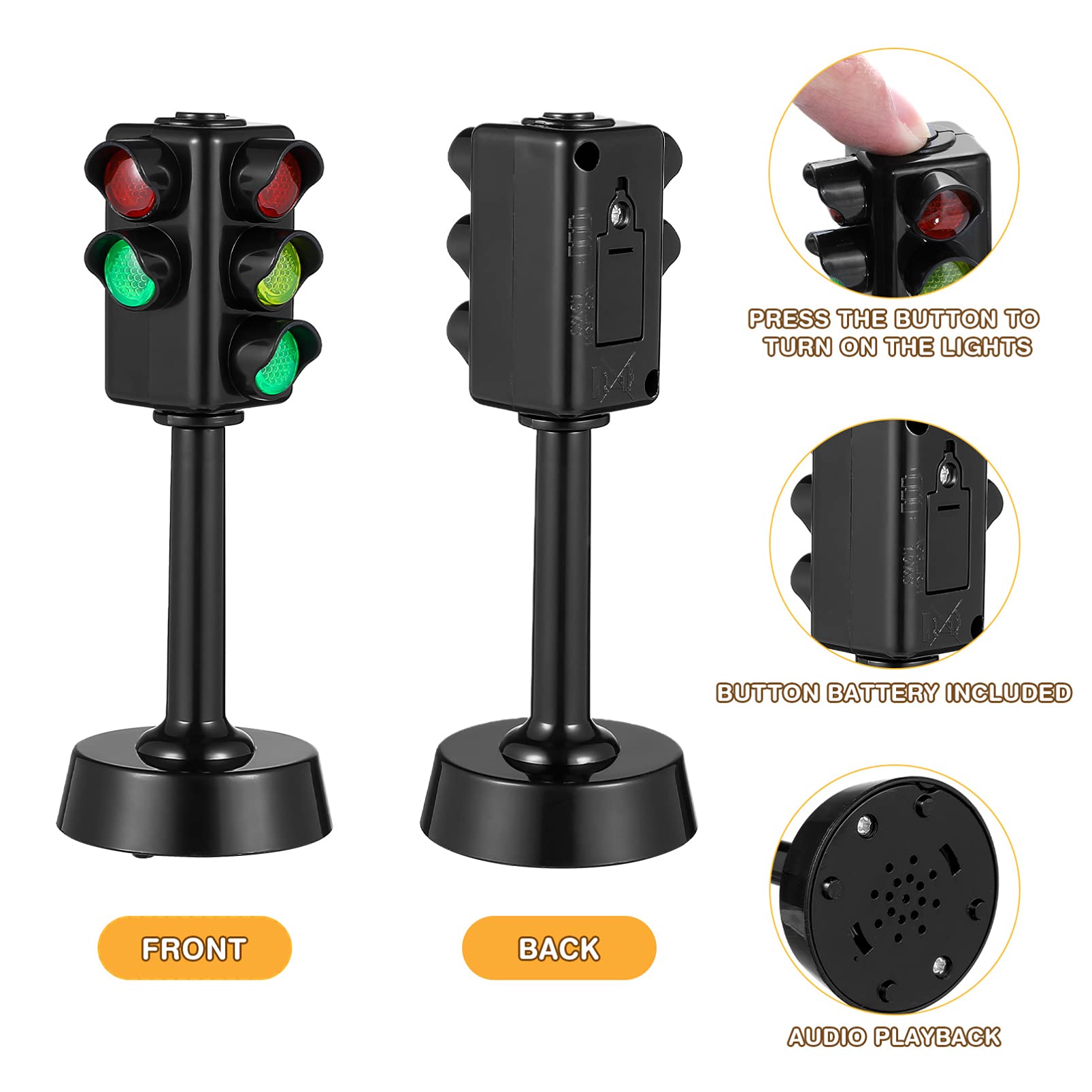 Kisangel Traffic Light 3pcs Simulation Traffic Traffic Toy Signs Kids Street Signs Playset Light Construction Themed Party Decorations Kids Light Table