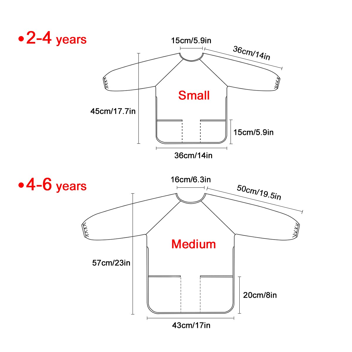 Nander Cute Dinosaur Kids Art Smocks,Waterproof Artist Painting Aprons for For Dining, Playing, Painting for Age 2-6Years