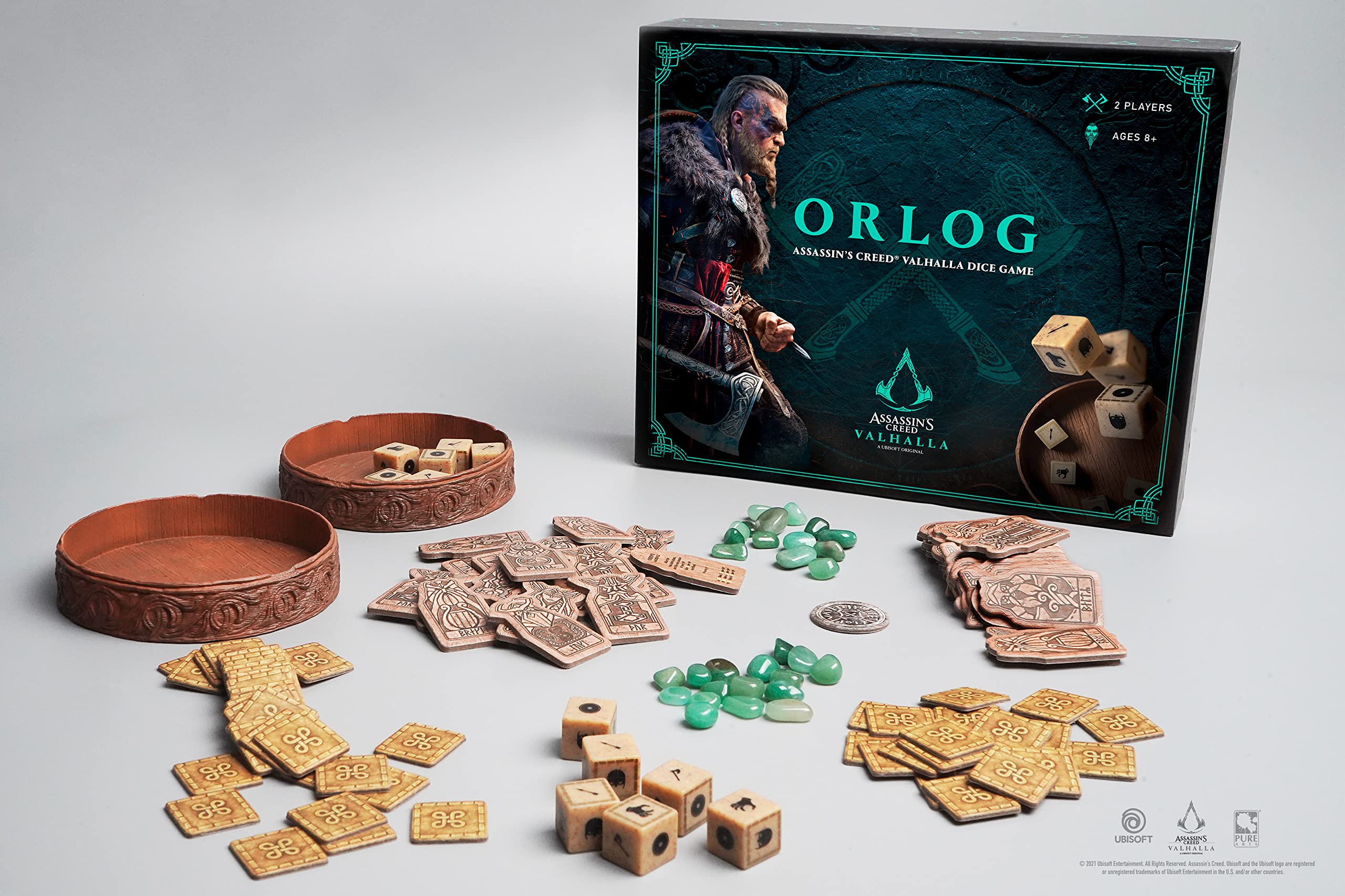 Orlog - Board Game for 2 Players - Assassin's Creed Valhalla Dice Game - French/English