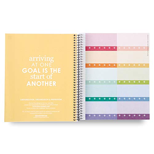 Erin Condren 7" x 9" Spiral Bound Dot Grid Journal Notebook - Watercolor Blooms. 5mm Dot Grid. 160 Page Writing, Drawing & Art Notebook. 80Lb Thick Mohawk Paper. Stickers Included