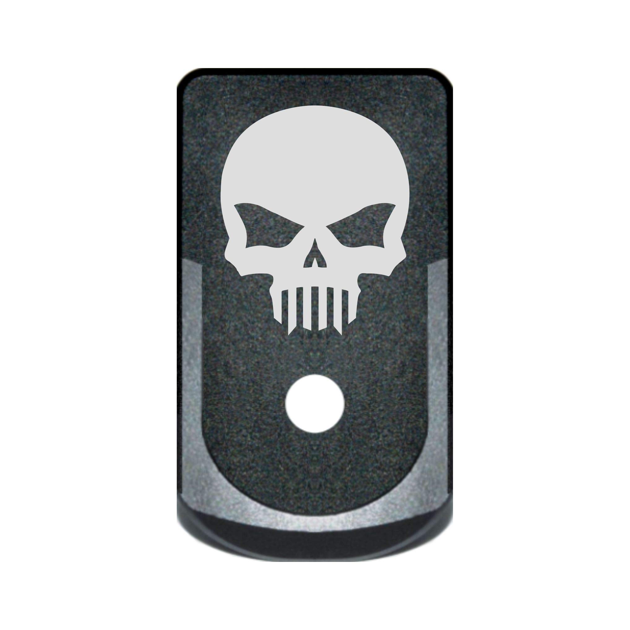 Aluminum Finger Extension Grip Floor Base Plate Extended for Glock 43 G43 9mm - Skull