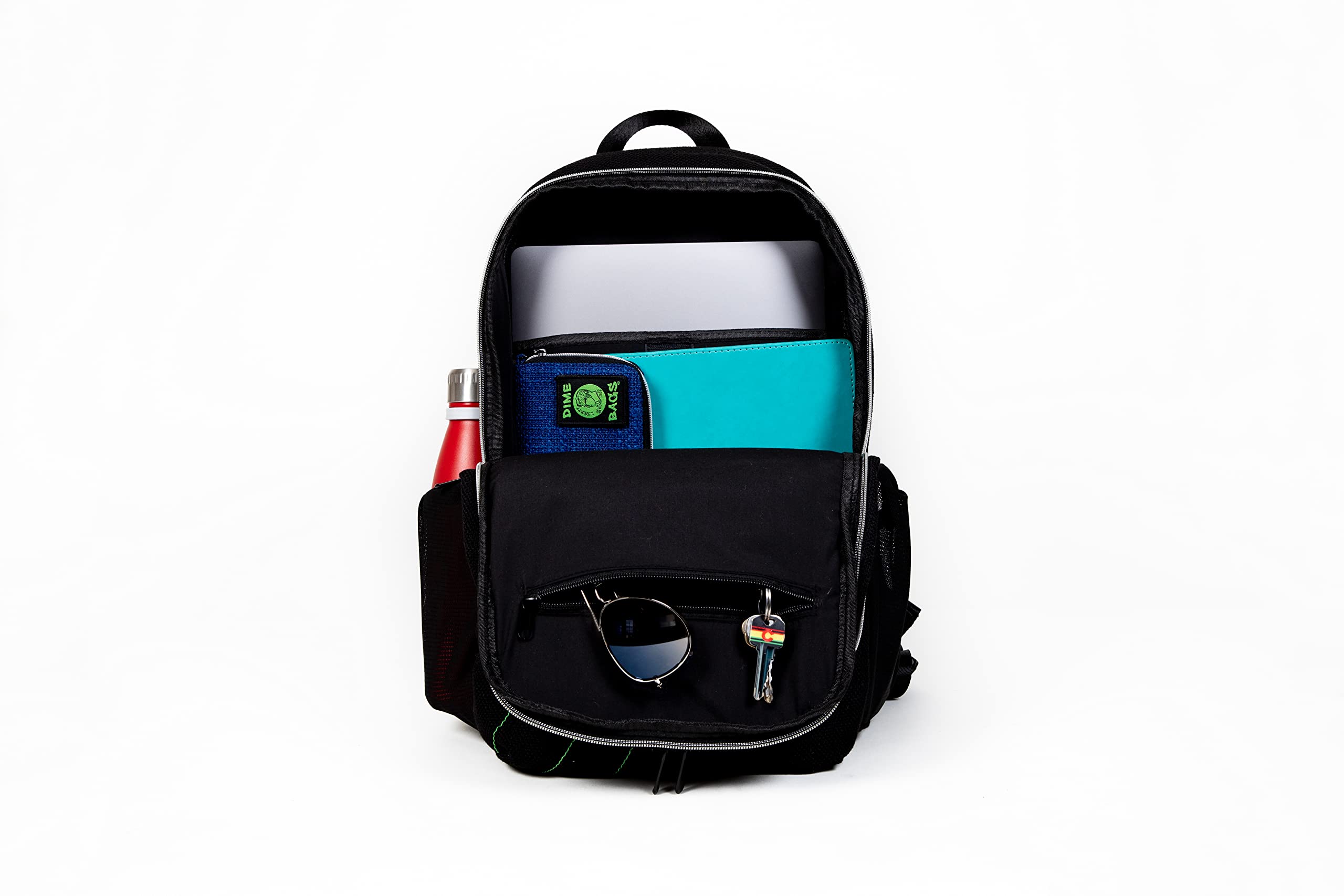 DIME BAGS City Dweller Casual Hemp Backpack with Padded Laptop Compartment and Water Bottle Holder (Black)