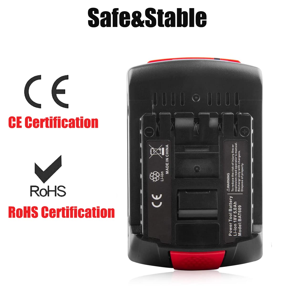 MANUFER 2 Packs 5.0Ah 18V BAT609 Li-ion Replacment for Bosch 18V Battery Compatible with Bosch Lithium Ion 18V BAT609 BAT610G BAT618G BAT619 BAT621 BAT620 Cordless Power Tool Battery