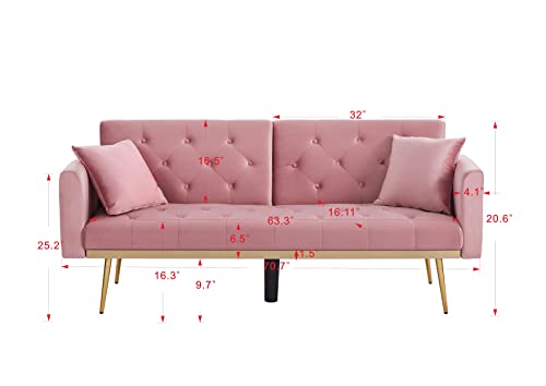 ERYE Modern Convertible Futon Sofa Bed, Functional Adjustable Upholstered Loveseat,Compact Foldable Love Seat,Comfy Sleeper Daybed Reversible Recliner Sofa & Couch