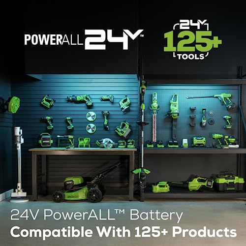 Greenworks 48V (2x24V) 19"Brushless Push Lawn Mower,2.0Ah Axial Blower (90 MPH/320),10"String Trimmer,22"Rotating Handle Hedge Trimmer,Combo Kit w/ (2) 4.0Ah Batteries, (1) 2.0Ah Battery & (2)Chargers