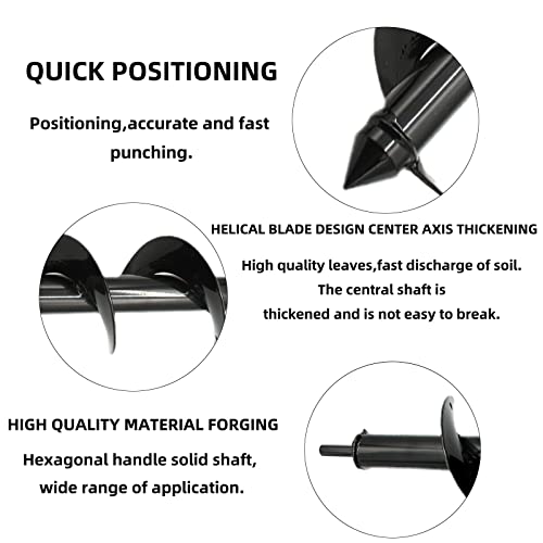 CHCYWJGJ Large Size Auger Drill Bit for Planting 4x24inch Hole Digger for Any Hex Drive Drill ,Garden Auger Spiral Drill Bit for Sand/Wet/Dry Soil