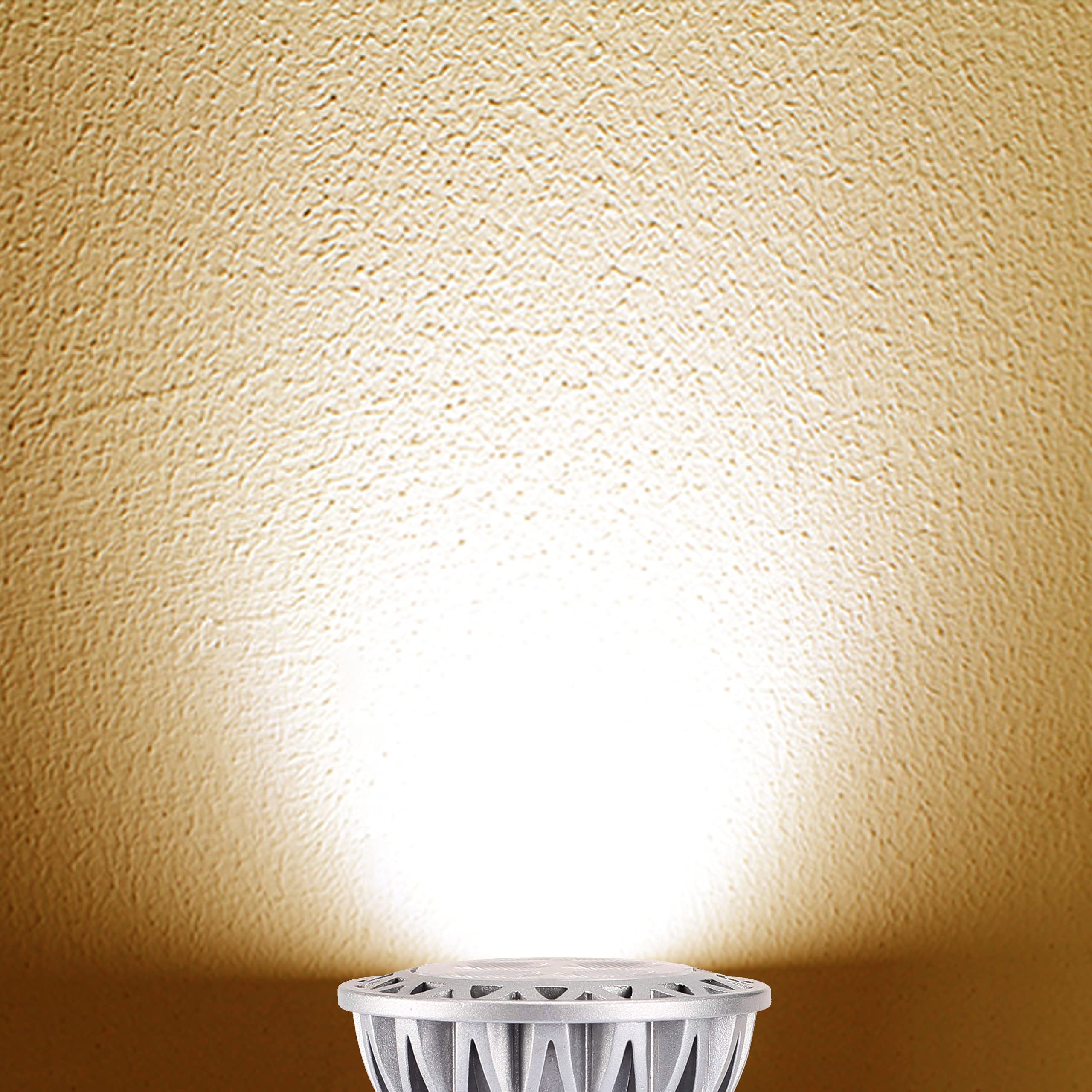 Aluminum MR16 led Bulb Spotlight GU5.3 Base 5W Replace 20W 35W Halogen Equivalent,Soft Warm White 2700K,12V Low Voltage LED Bulbs for Outdoor Landscape Flood Ceil Track Lighting,Not Dimmable,38° 6Pack