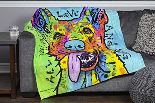 Dawhud Direct Colorful German Shepherd Fleece Blanket for Bed, 50" x 60" Dean Russo German Shepherd Fleece Throw Blanket for Women, Men and Kids - Super Soft Plush Dog Blanket Throw Plush Blanket