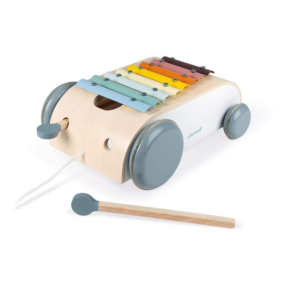 Janod - 2-in-1 Sweet Cocoon Xylo Roller Walking and Musical Toy - Ages 18 Months+ - J04406