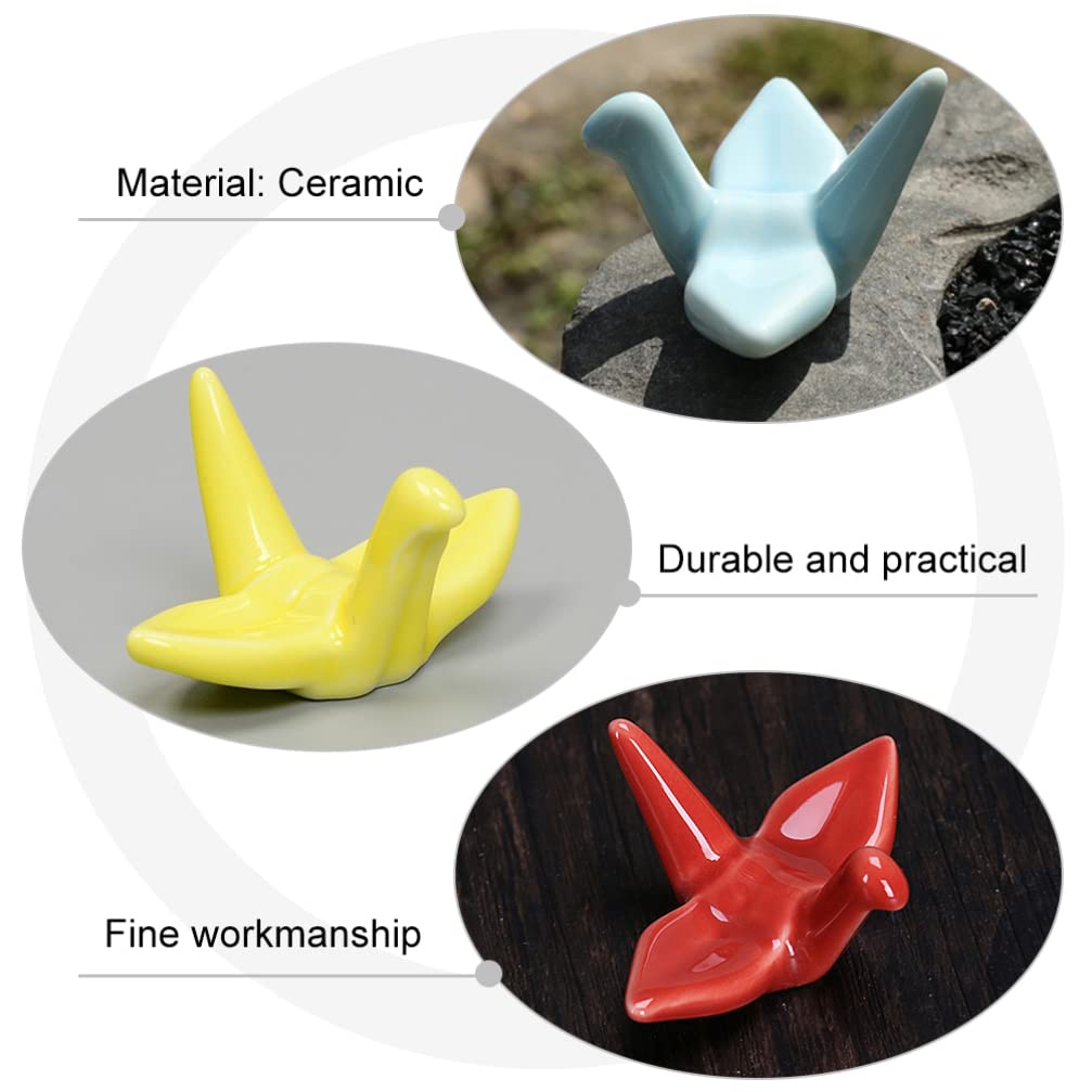 BESPORTBLE 6pcs Porcelain Chopstick Rest Ceramic Chopsticks Holder Origami Crane Chopsticks Stand Rest for Spoon Fork Tableware