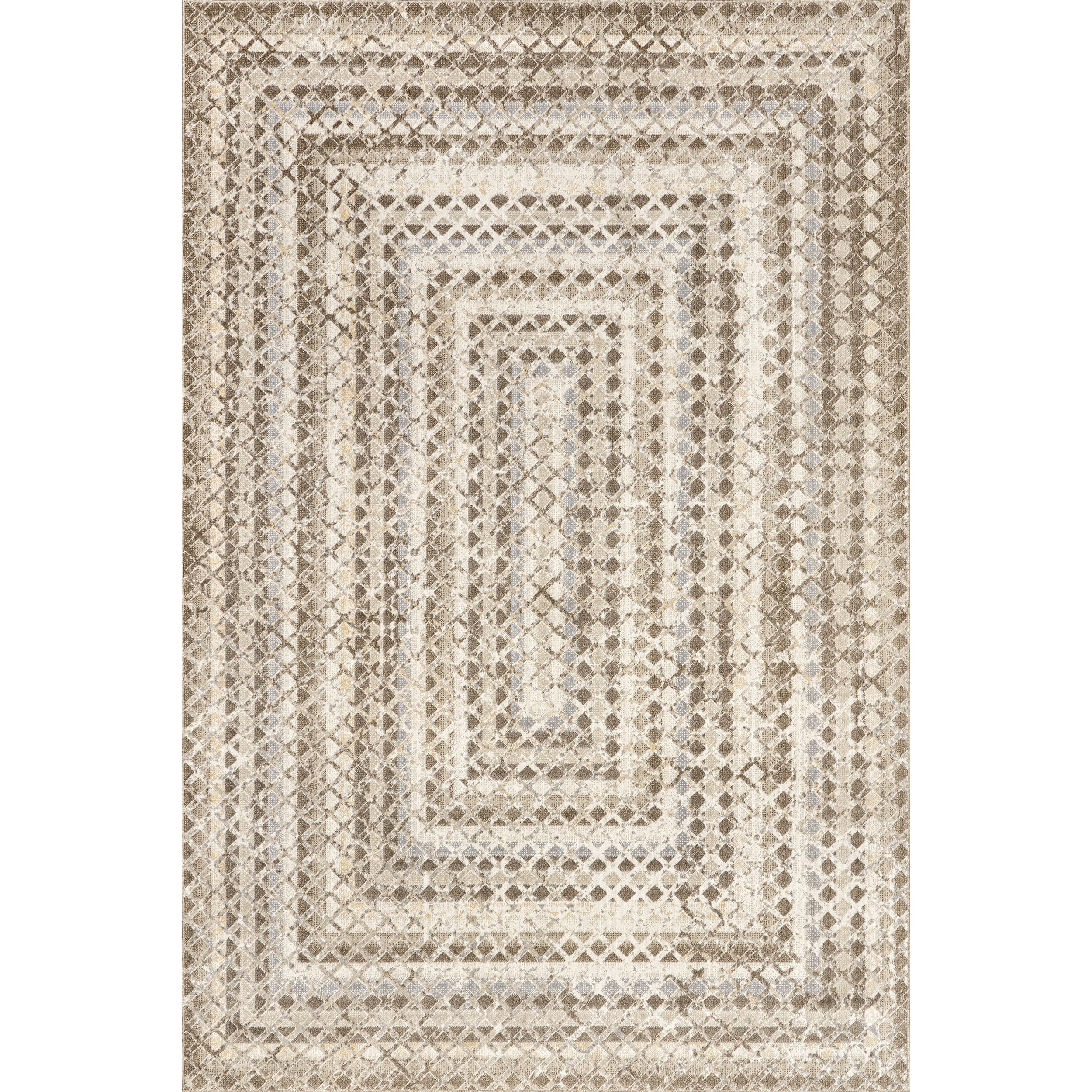 nuLOOM Carley Geometric 7x9 Machine Washable Area Rug for Living Room Bedroom Dining Room Kitchen, Beige/Ivory