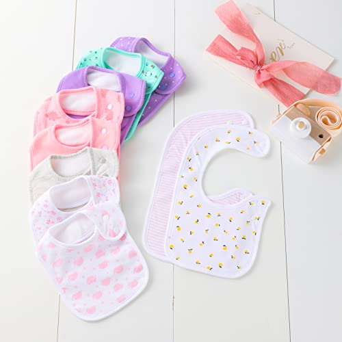 Hakochia Baby Bibs Organic Cotton Soft Absorbent Baby Bandana Drool Bibs With Adjustable Snaps for Girls Teething and Drooling 3-36 Months