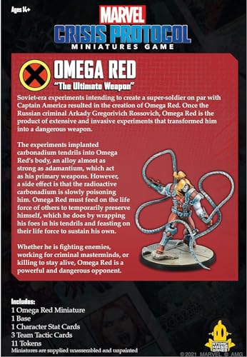 Marvel Crisis Protocol Omega Red CHARACTER PACK | Miniatures Battle Game | Strategy Game for Adults and Teens | Ages 14+ | 2 Players | Avg. Playtime 90 Minutes | Made by Atomic Mass Games