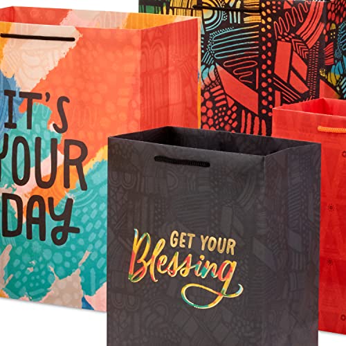 Hallmark Mahogany Gift Bag Assortment (8 Bags: 4 Medium 9", 4 Large 11") for Birthdays, Holidays, Graduations, Bridal Showers