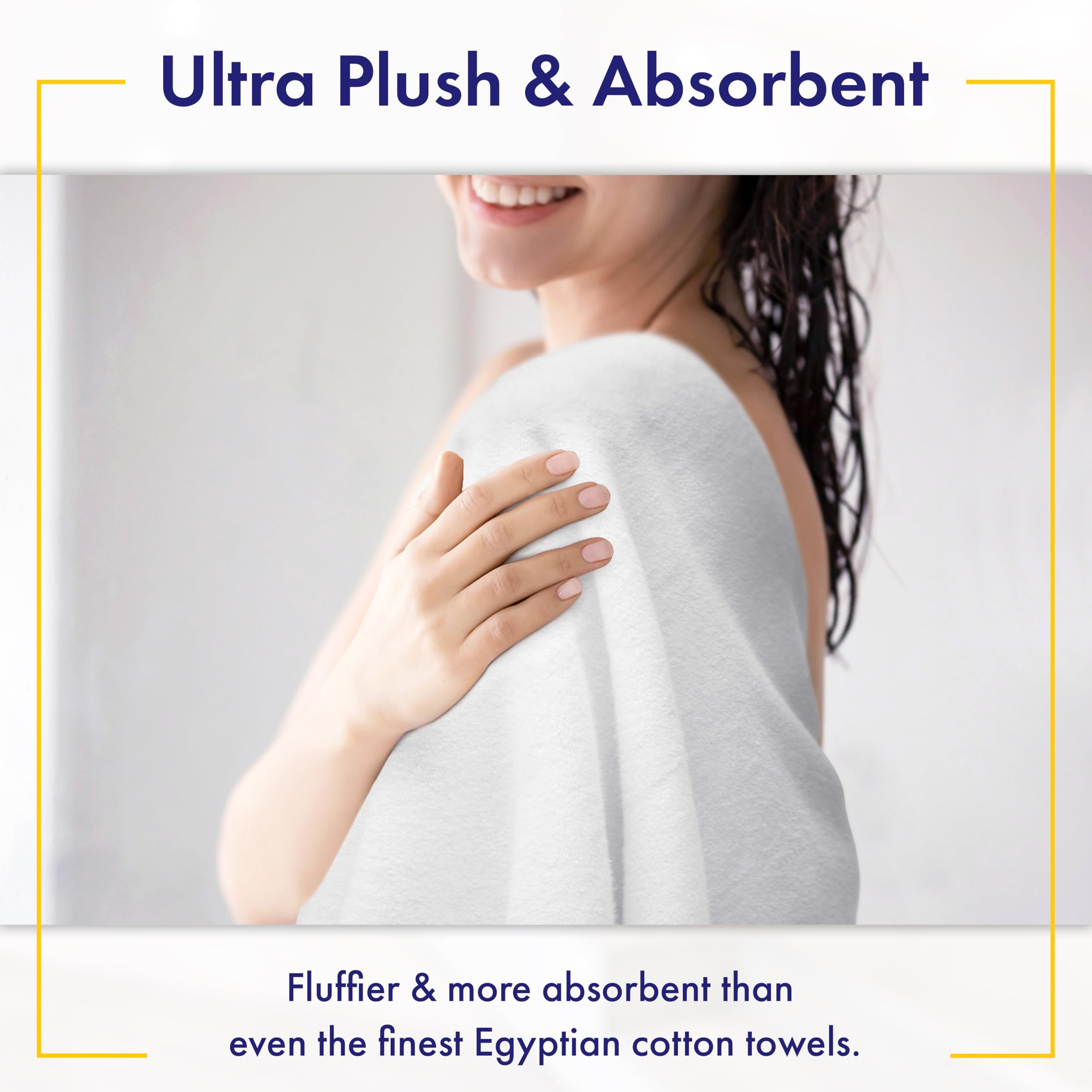 Alusa Home Bamboo Viscose Bath Towels - Ultra Soft & Plush 700 GSM Luxury Bath Towels - Super Absorbent & Quick Drying - 6 Piece Towel Set (White)
