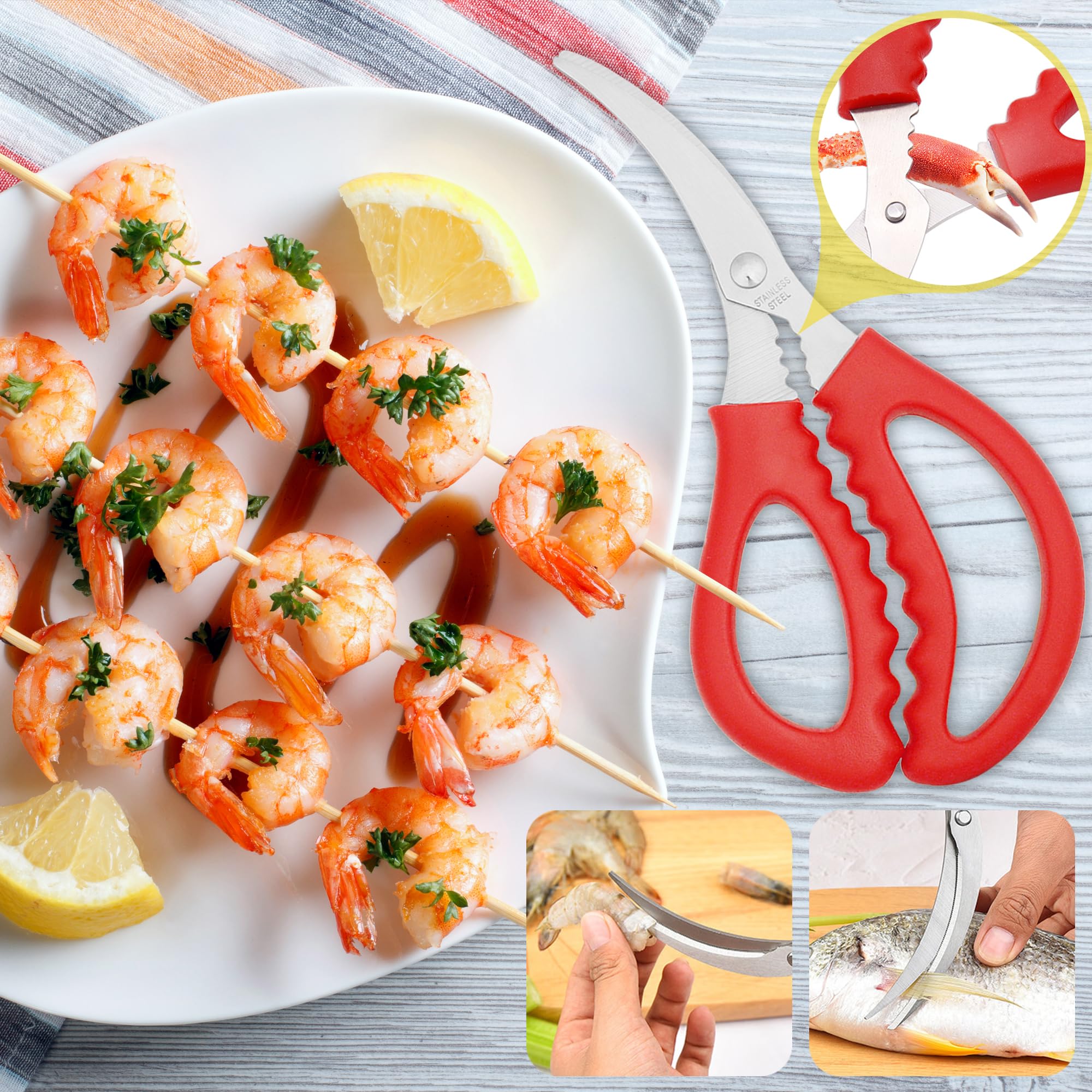 Crab Crackers and Tools, Lobster Crackers and Picks Set, 9Pcs Seafood Tools Set - Crab Leg Cracker Tool/Nut Crackers, Crawfish Sheller, Crab Leg Forks, Scissors & Storage Bag, Seafood Boil Utensils