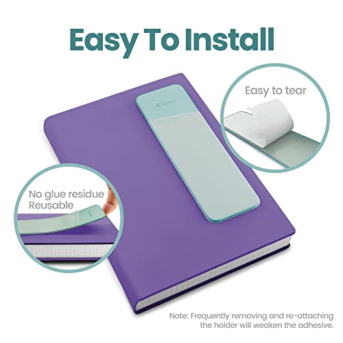 Epessa Stick-On Pen Holder for Notebook, Adhesive Pencil Sleeve Pouch for Hardcover Journals, Planners, Notebooks, Reusable Pen Pocket Organizer Easy to Remove (Green)