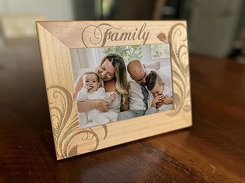 Griffco Supply Family Natural Wood Engaved Picture Frame (5x7 Horizontal)