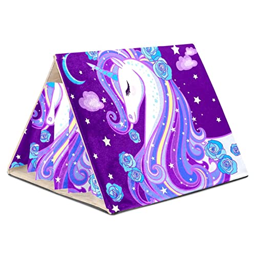 enheng Small Pet Hideout Beautiful Unicorn with a Long Rainbow Mane Hamster House Guinea Pig Playhouse for Dwarf Rabbits Hedgehogs Chinchillas