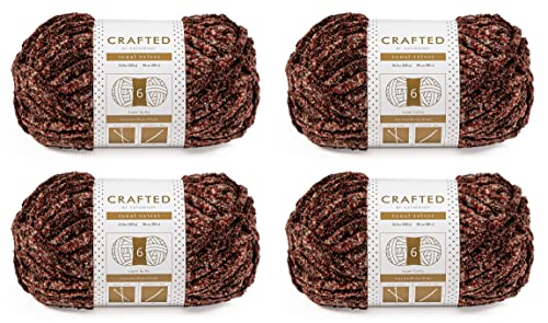 Crafted By Catherine Tonal Velvet Yarn - 4 Pack, Red Brown, Gauge 6 Super Bulky