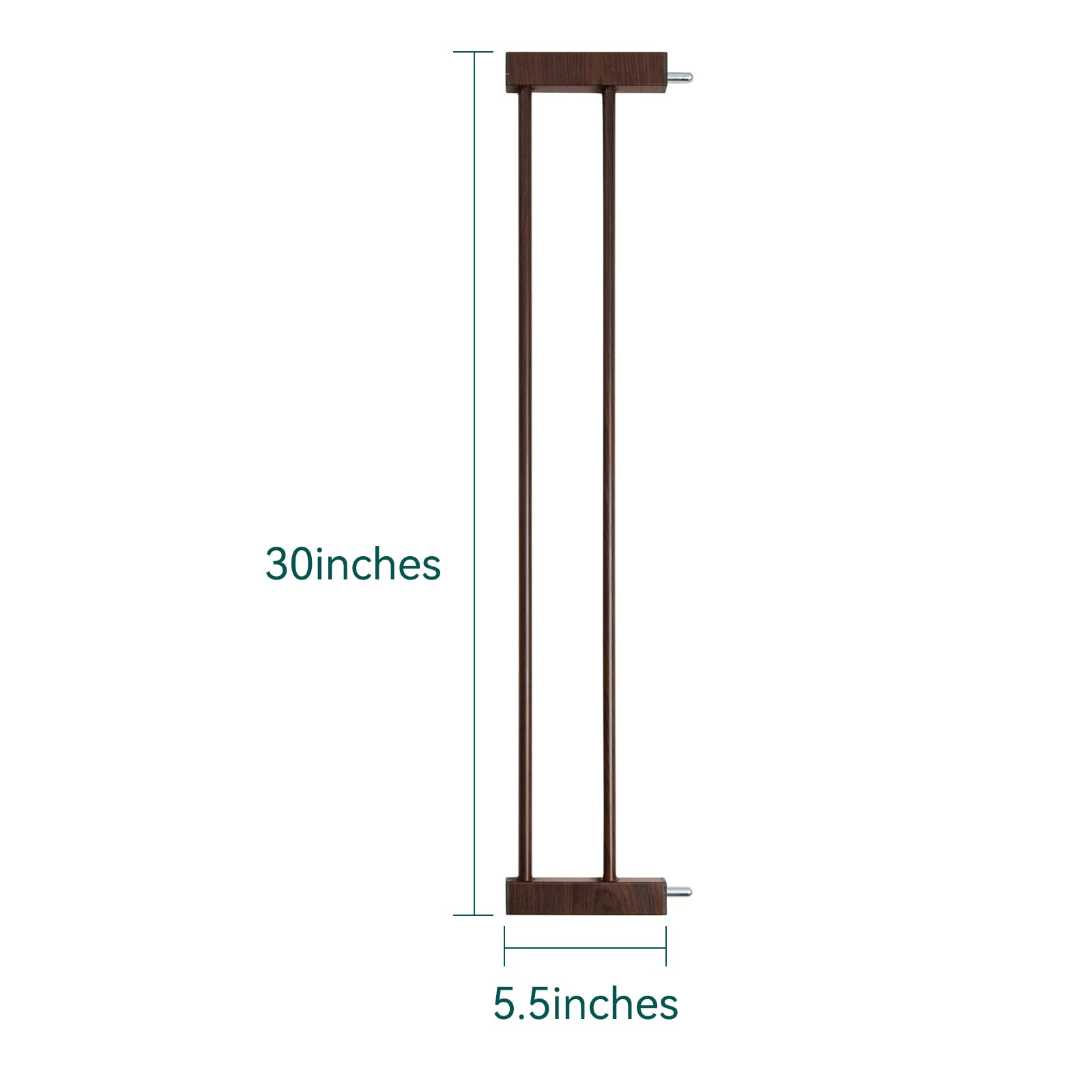 BABELIO 29-46 Inch Pressure Mounted Metal Baby Gate with Vintage Dark Brown Wood Pattern, Easy Install, No Drilling, No Tools Required, with Wall Protectors and Extenders