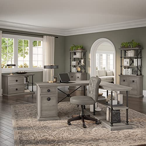 Bush Furniture Coliseum Designer Desk Set with Office Chair, 60W, Driftwood Gray