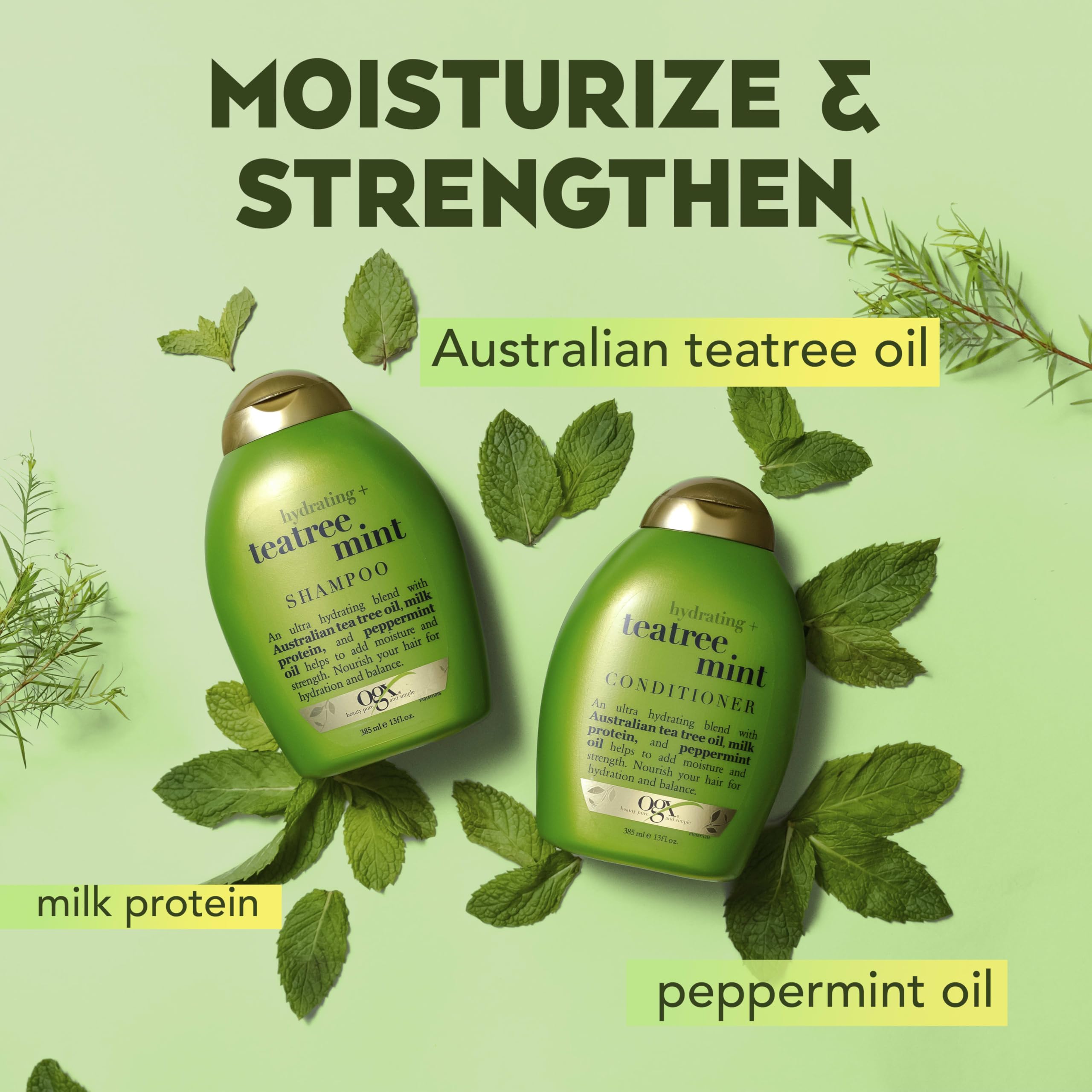 OGX Nourishing & Invigorating Shampoo with Peppermint Oil & Milk Proteins, Hydrating for Scalp, Paraben-Free, Sulfate-Free, 25.4 fl oz