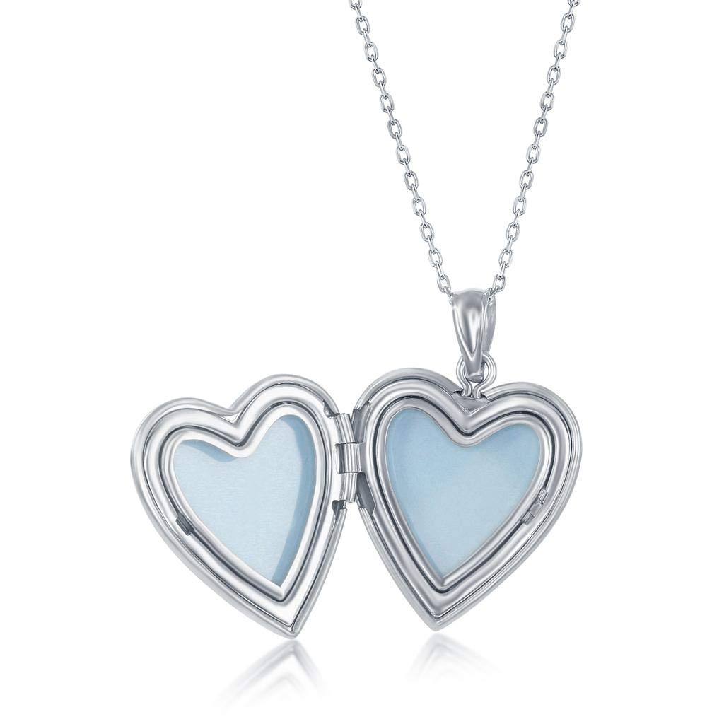 Beaux Bijoux Sterling Silver Rose Pink Cameo Designed Heart Locket Necklace