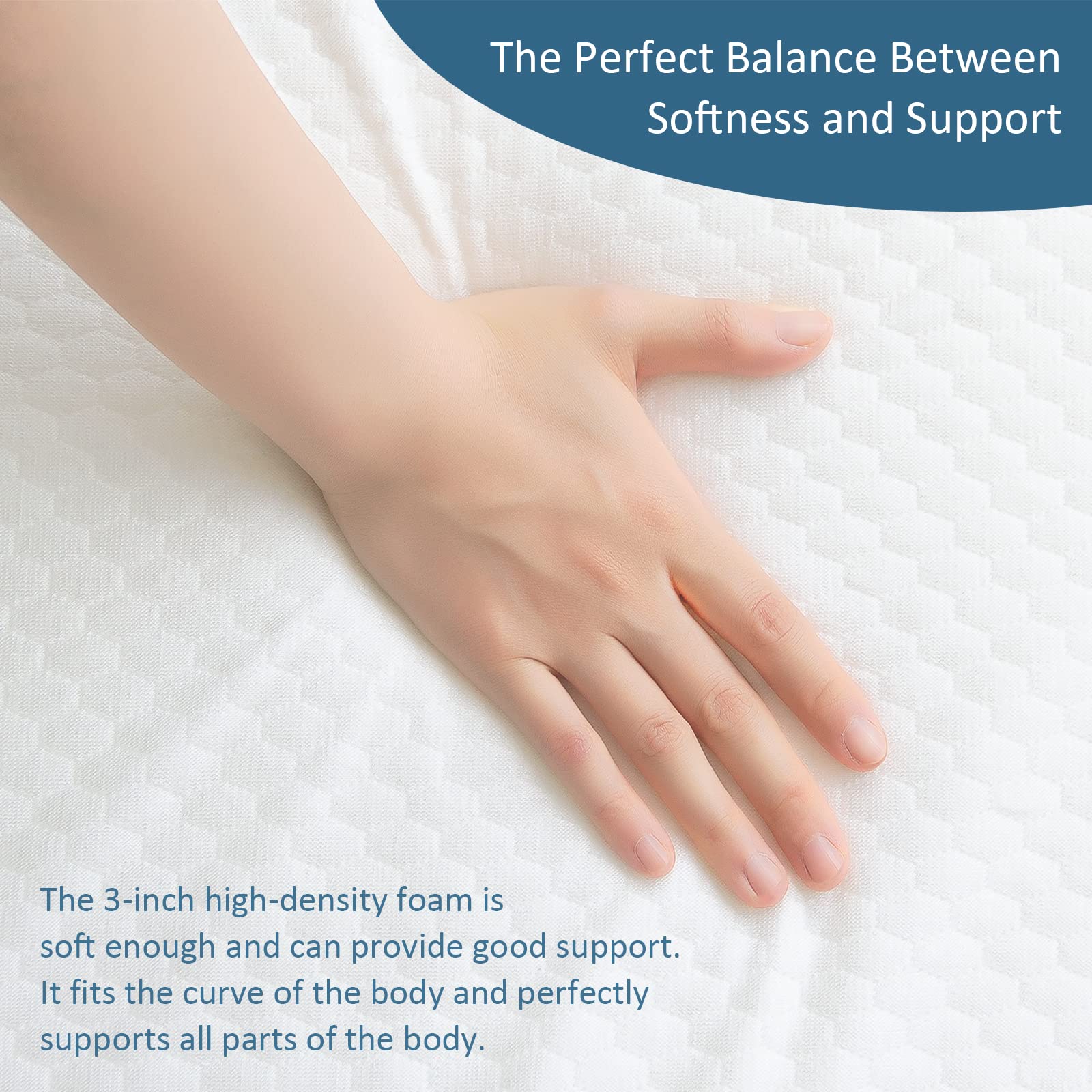 Tri Folding Mattress Topper, Memory Foam Tri-fold Mattress with Ultra Soft Waterproof Washable Cover, Full Size (75"x54"x4")