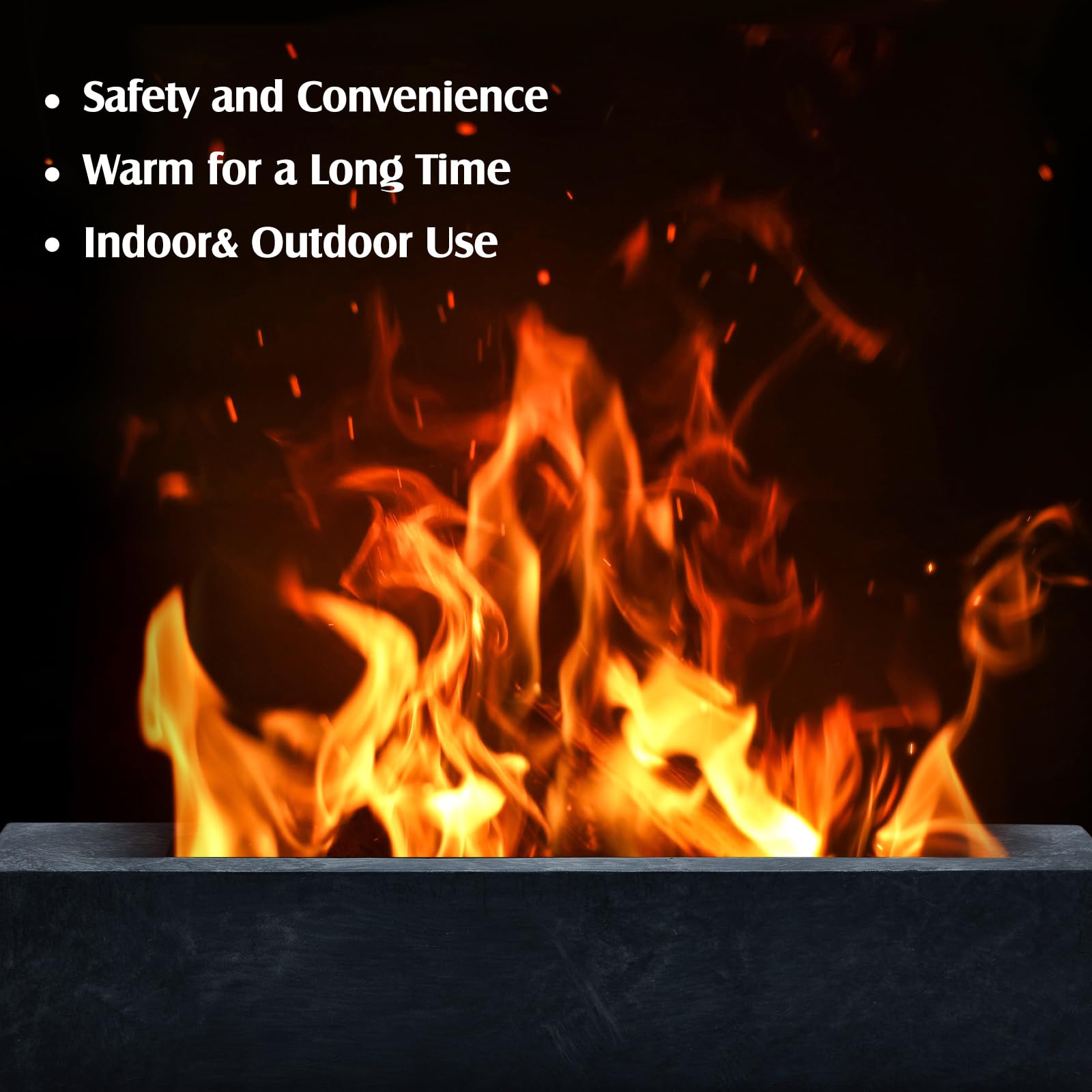 Barydat 2 Pieces Large Rectangle Tabletop Fire Pit Concrete Portable Table Top Fireplace Bioethanol Fireplace for Indoor Outdoor Garden, 14.5 x 3.1 x 3.1 Inches, Ethanol Fuel Not Included