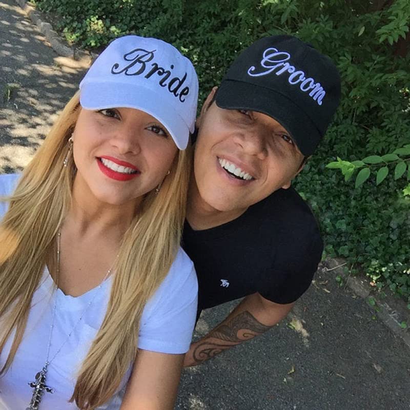 Bride and Groom Hats Baseball Caps Wedding Newlywed Honeymoon Party Gift Embroidery Adjustable Bride + Groom