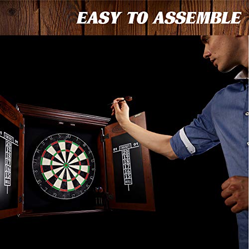 Barrington Billiards Chatham Wood Dartboard Cabinet With 18β Bristle Dartboard and Steel Tip Dart Set