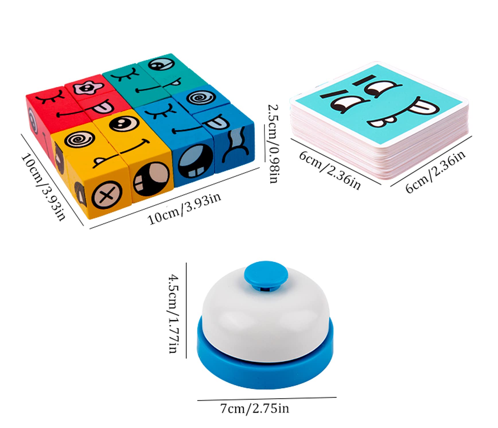 Wooden Face Changing Magic Cube Building Blocks Game Matching Expression Puzzle Toy Board Games for Family Night, Match Puzzles Geometric Educational Toys for Kids and Adults