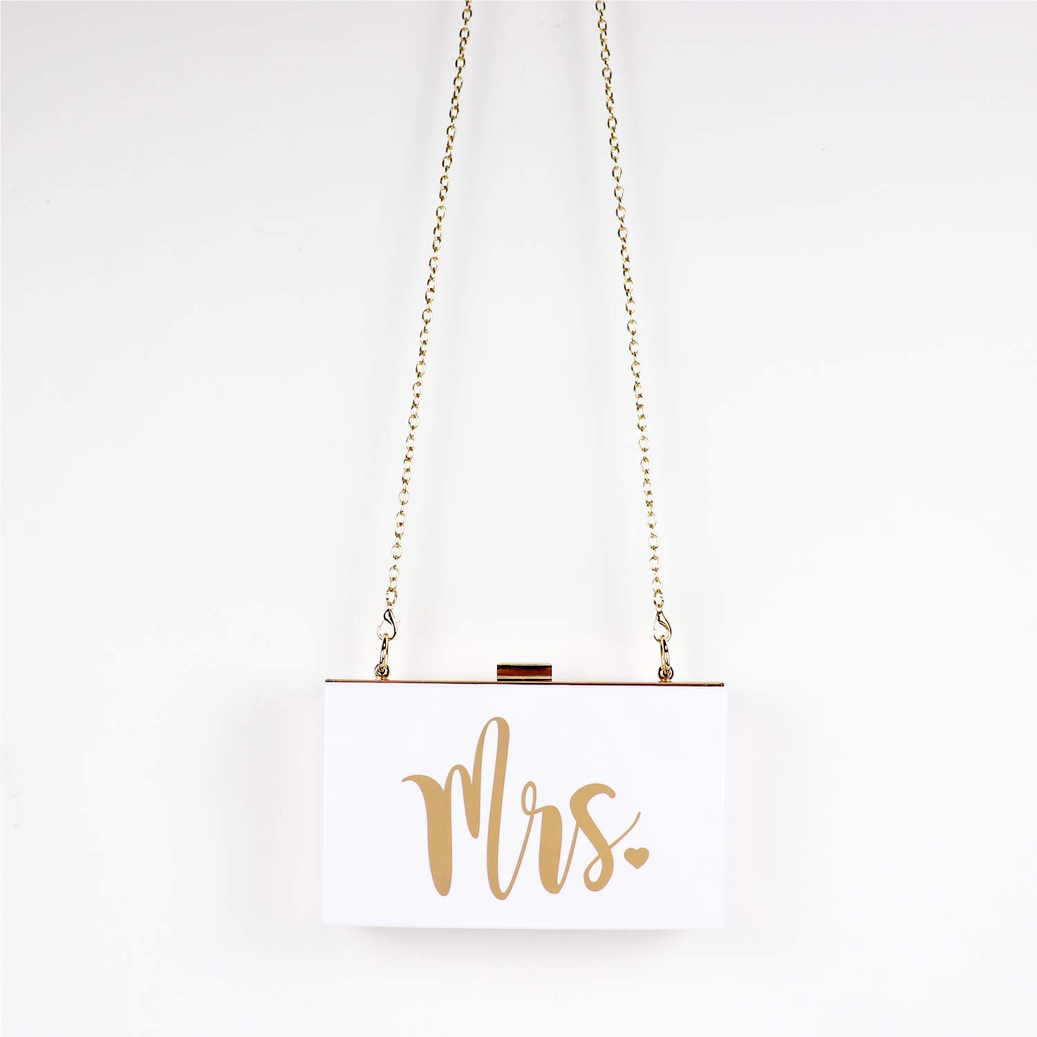 Bride Clutch Mrs Purse Acrylic with Long and Short Chain Strap, Gift for Bride/Honeymoon/Bridal Shower/Wedding
