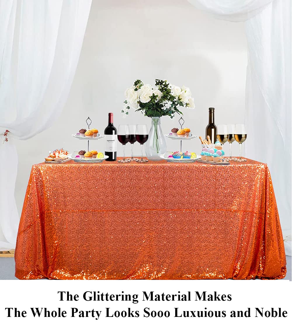 Partisout Orange Tablecloth Square 50x50 Sequin Tablecloths for Rectangle Tables Christmas Tablecloth Halloween Table Overlay Sparkle Table Cloths for Parties(50x50'', Orange)