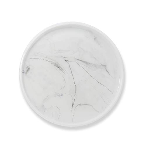Epoxy Resin Tray,11.8-Inch(Diameter),Marble Design Serving Tray, Decorative Round Tray, Coffee Tray, Ottoman Tray for Home Or Office Storage Decoration, 100% Handmade,Non-Toxic