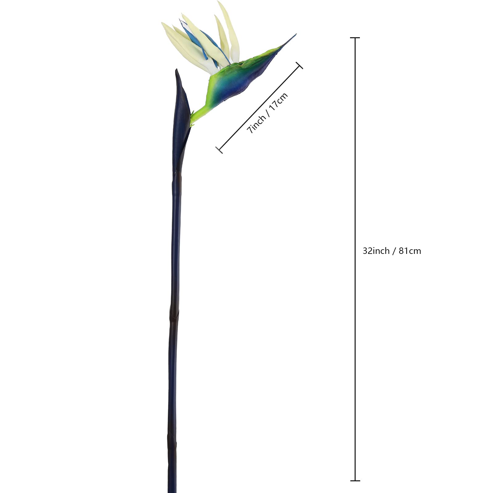 GLSATEMAN Artificial Bird of Paradise Flowers Rubber Strelitzia 32'in Long Stem Flower 3 Pcs,Suitable for DIY Home Decor Party Theme Display (Orange)