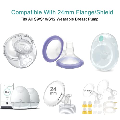 Flange Inserts 13/15/17/19/21mm Suitable for Medela,Spectra 24mm Shields/Flanges,Willow Cups.Compatible with S9/S10/S12 Wearable Breast Pump,Reduce Tunnel Down to Correct Size,5PCS
