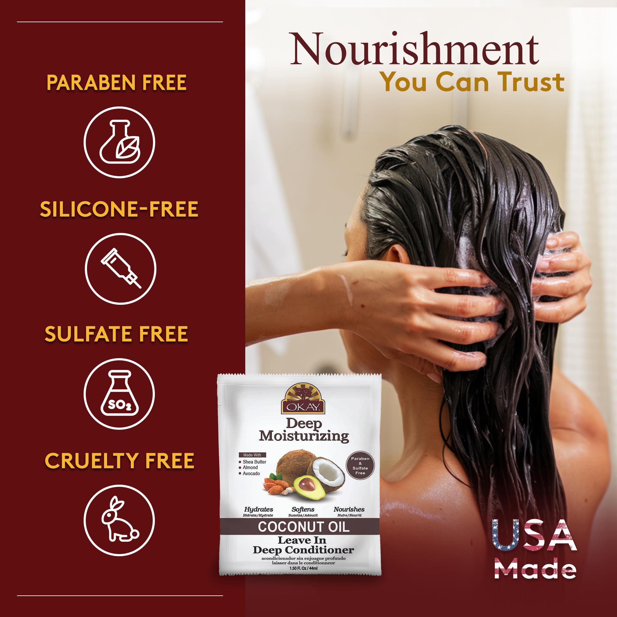 OKAY COCONUT OIL DEEP MOISTURIZING LEAVE IN CONDITIONER 1.25oz / 37ml