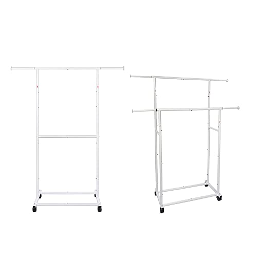 Fishat Double Rod Clothing Garment Rack White